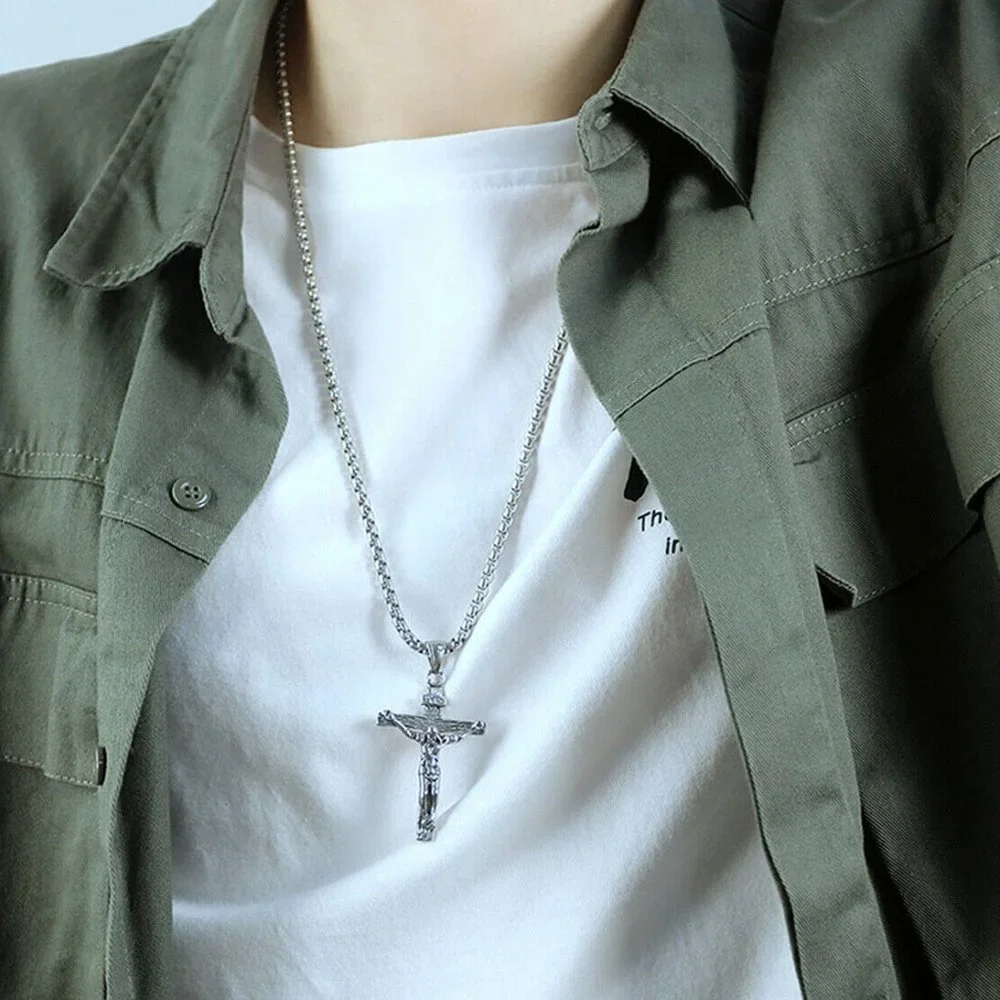 Accessories | Mens Silver Stainless Steel Jesus Crucifix Cross Pendant ...